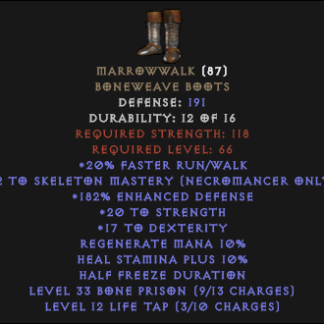 Buy Diablo 2 Marrowwalk – 2 Skeleton Mastery, 20 Str At D2trophy.com