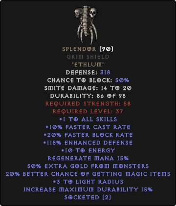 Buy Diablo 2 Splendor Grim Shield At D2trophy.com