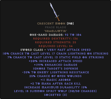 Buy Diablo 2 Crescent Moon Phase Blade – 180-209% ED At D2trophy.com
