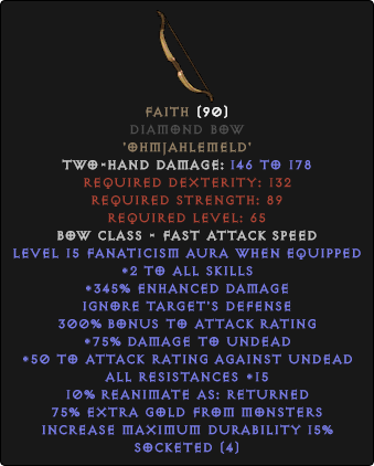 Compre Diablo 2 Faith Diamond Bow en D2trophy.com