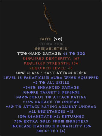 Buy Diablo 2 Faith Hydra Bow At D2trophy.com