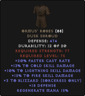 Buy Diablo 2 Ormus’ Robes – 15% to Cold, +3 Blizzard At D2trophy.com