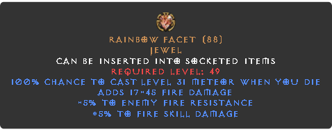 Buy Diablo 2 Rainbow Facet – @ Death & +5/-5 Fire At D2trophy.com