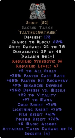 Buy Diablo 2 Spirit Sacred Targe – 40%+ All Resists – 35% FCR At ...